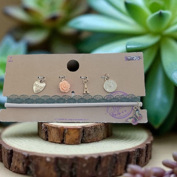 Jewelry | Delicate Gold And Five Charm Two Choker Necklace Set | Poshmark